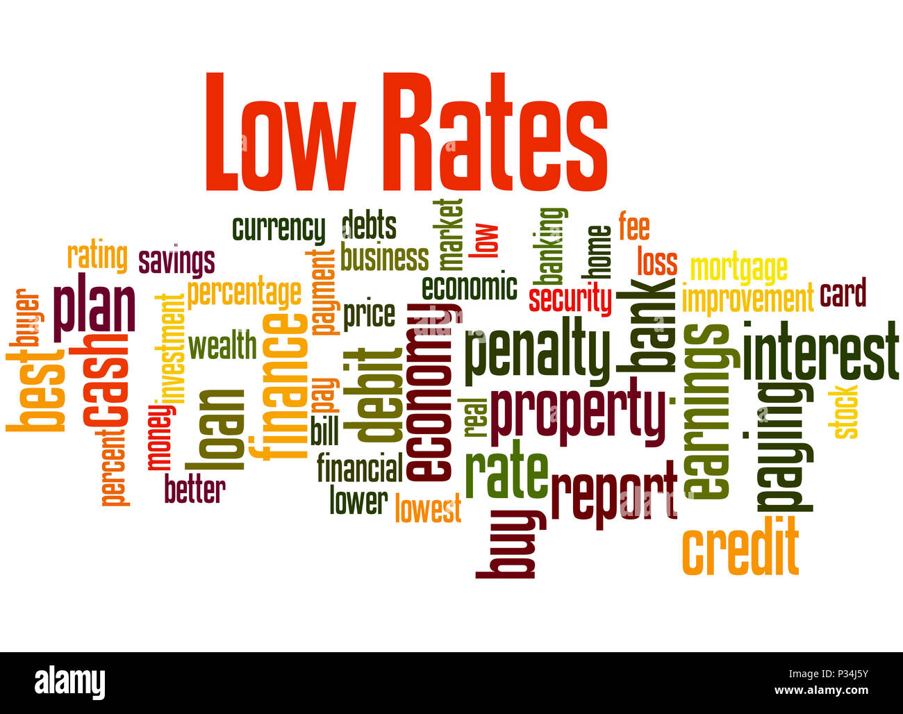 Low Rates, word cloud concept on white background Stock Photo - Alamy