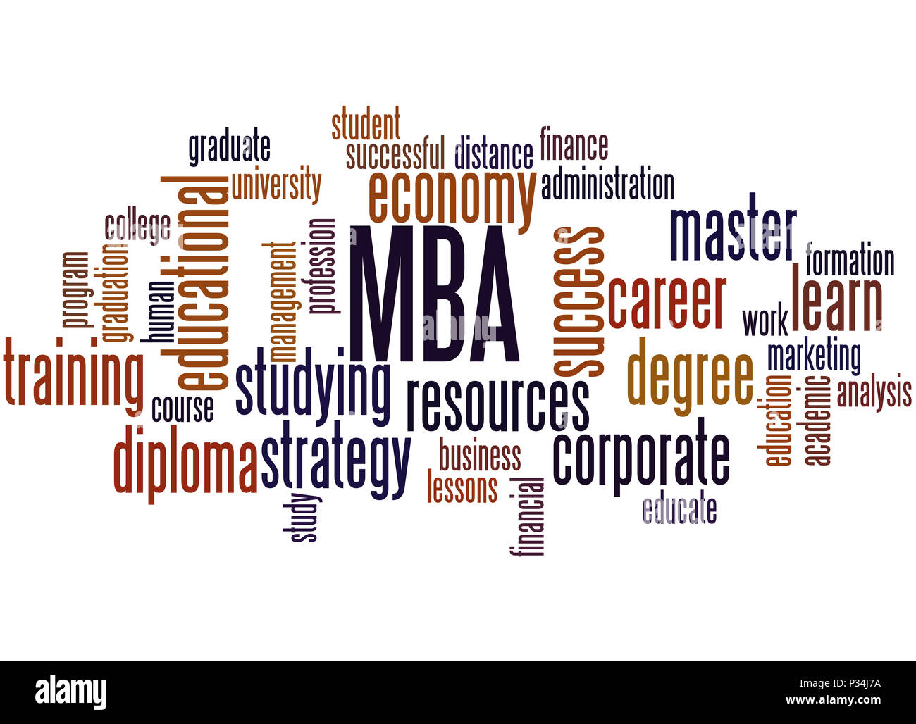 MBA, word cloud concept on black background Stock Photo - Alamy