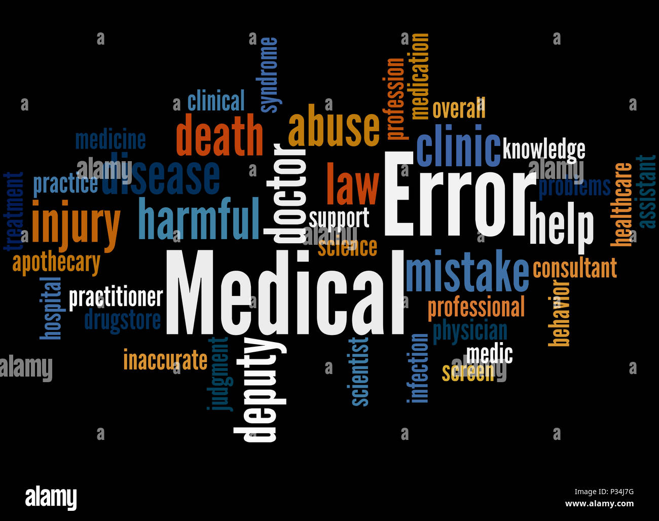 Medical Error, word cloud concept on black background Stock Photo - Alamy