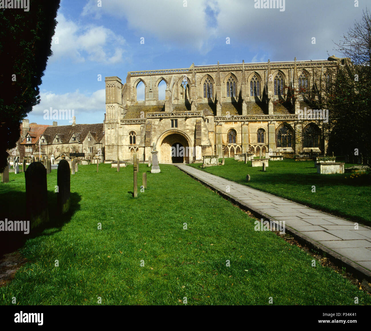 March 1994: England, Cotswolds, Wiltshire, historic Malmesbury Abbey ...