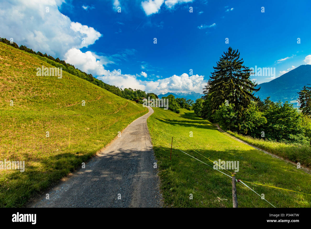 Pathway in Heididorf near Maienfeld in Switzerland Stock Photo - Alamy