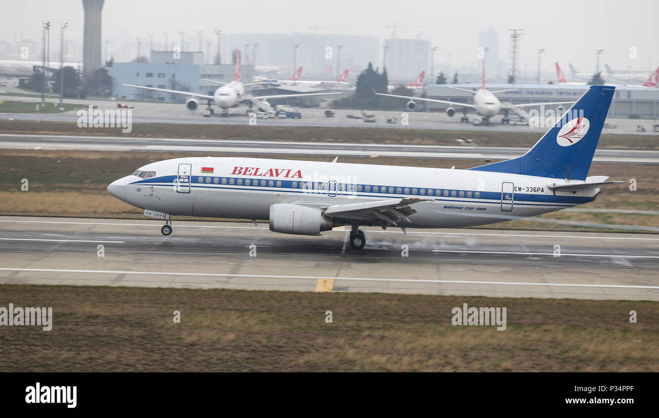 ISTANBUL, TURKEY - MARCH 04, 2018: Belavia Belarusian Airlines Boeing ...