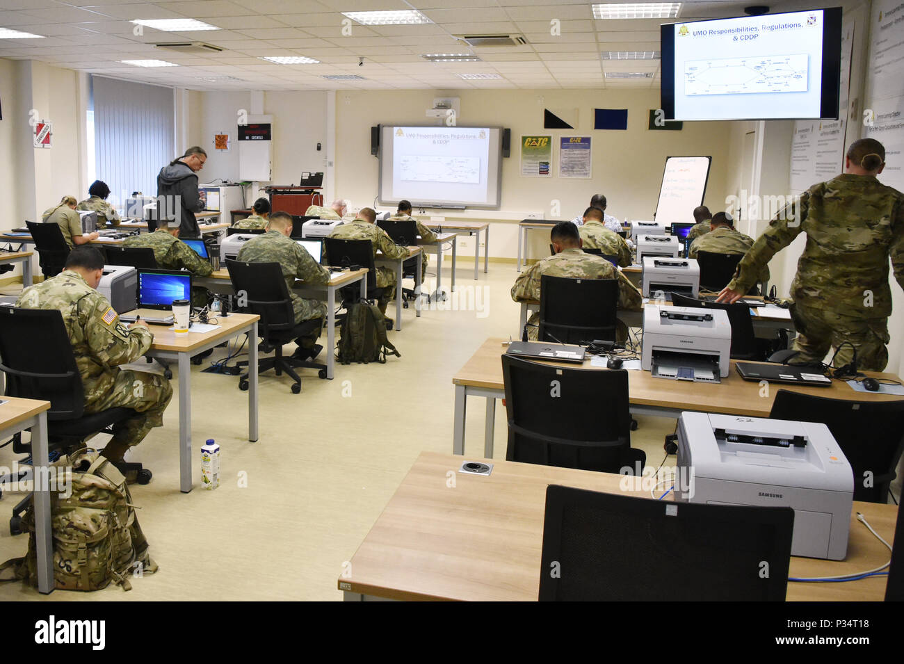 Students take a written test during the 7th Army Combined Arms Training ...