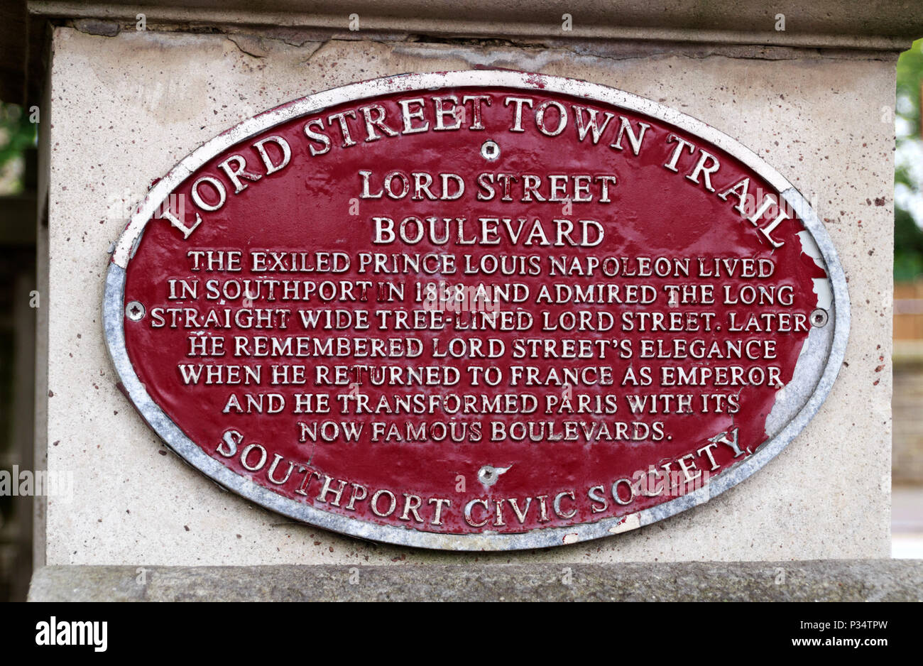 Lord Street Boulevard Plaque Stock Photo - Alamy