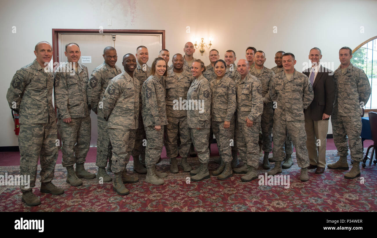 First sergeants from Team Kadena pose for a photo with Air Education and Training Command ...