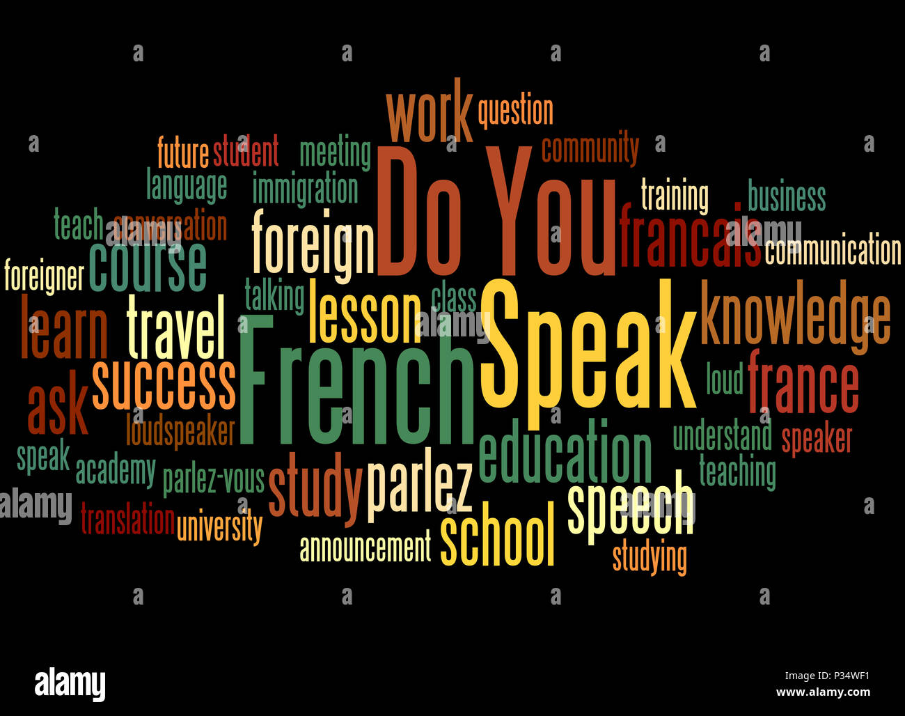 Do You Speak French, word cloud concept on black background Stock Photo ...