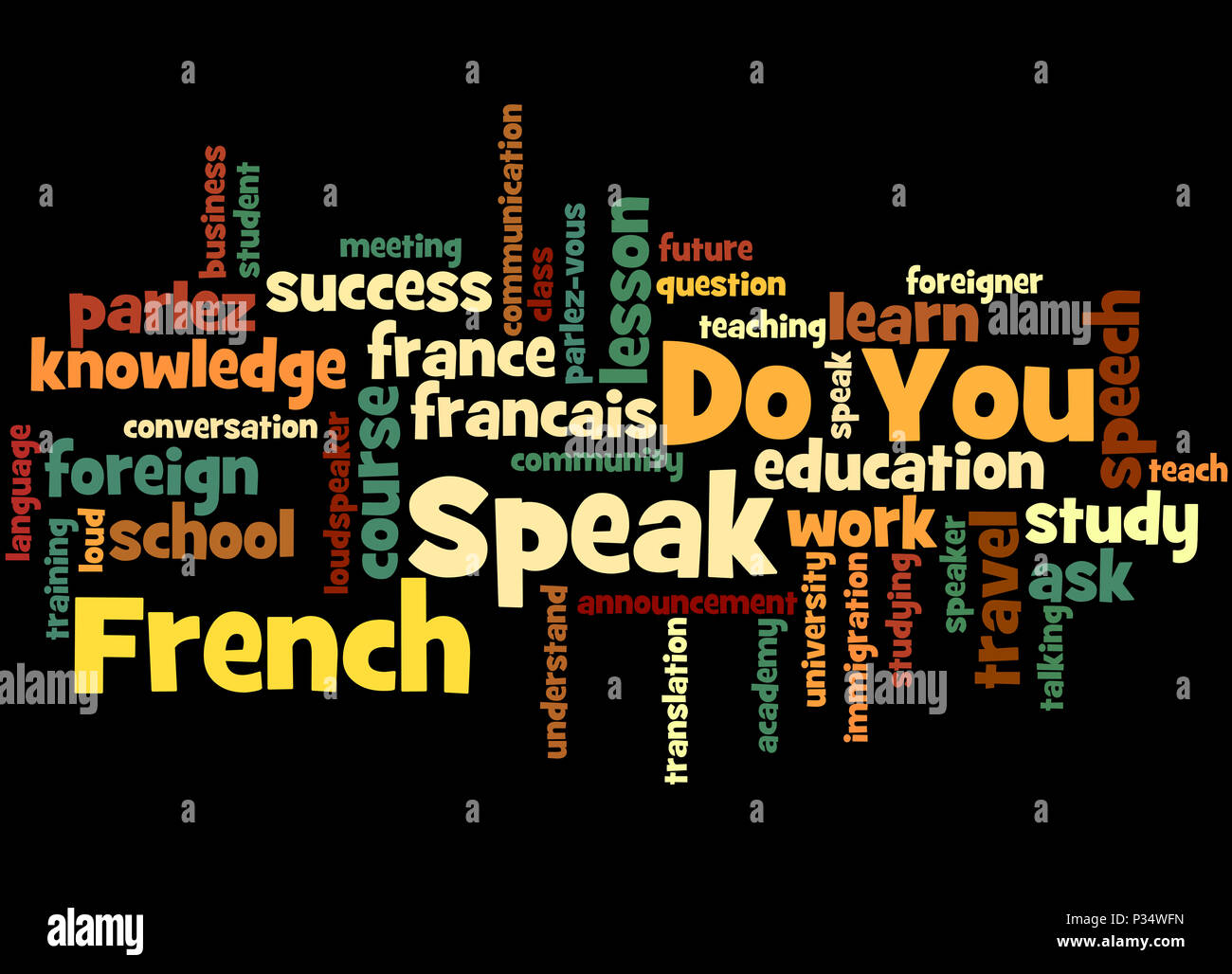 Do You Speak French, word cloud concept on black background Stock Photo ...
