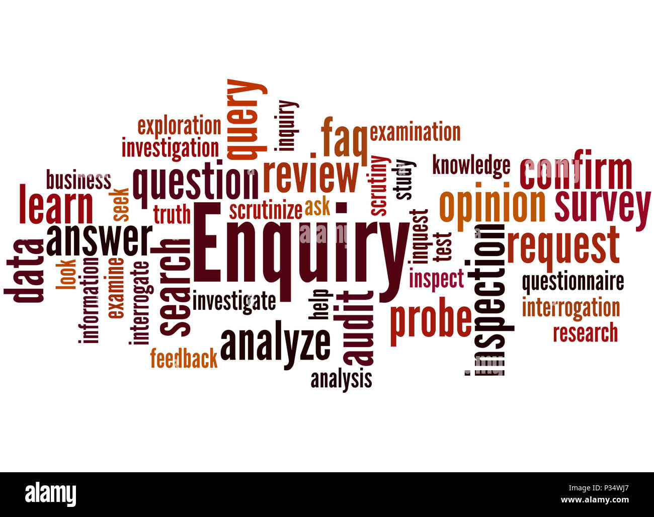 Enquiry, word cloud concept on white background Stock Photo - Alamy