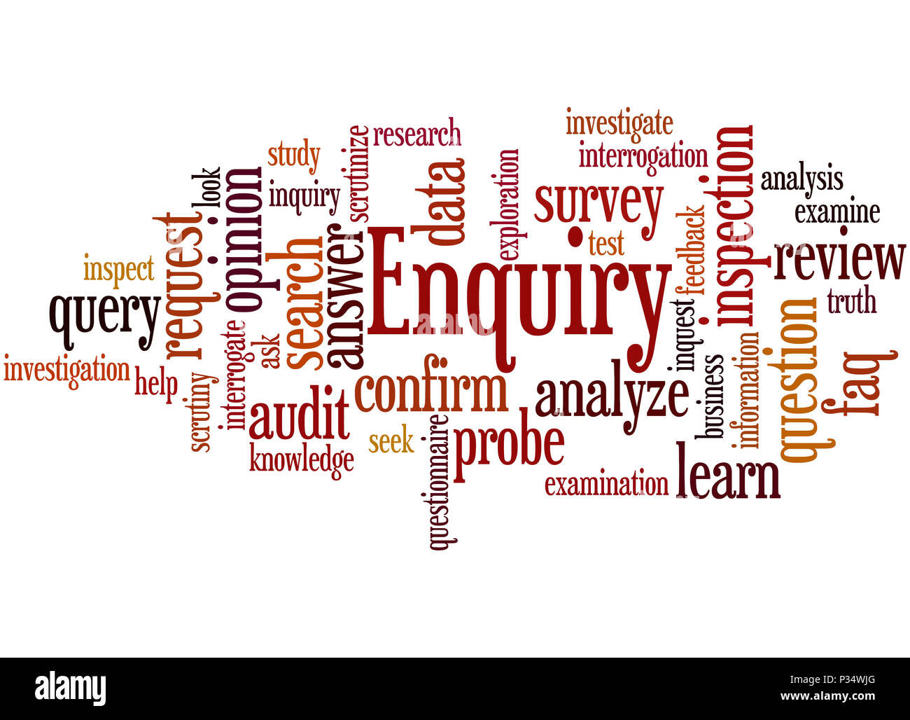 Enquiry, word cloud concept on white background Stock Photo - Alamy