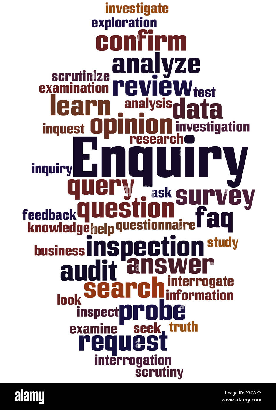 Enquiry, word cloud concept on white background Stock Photo - Alamy