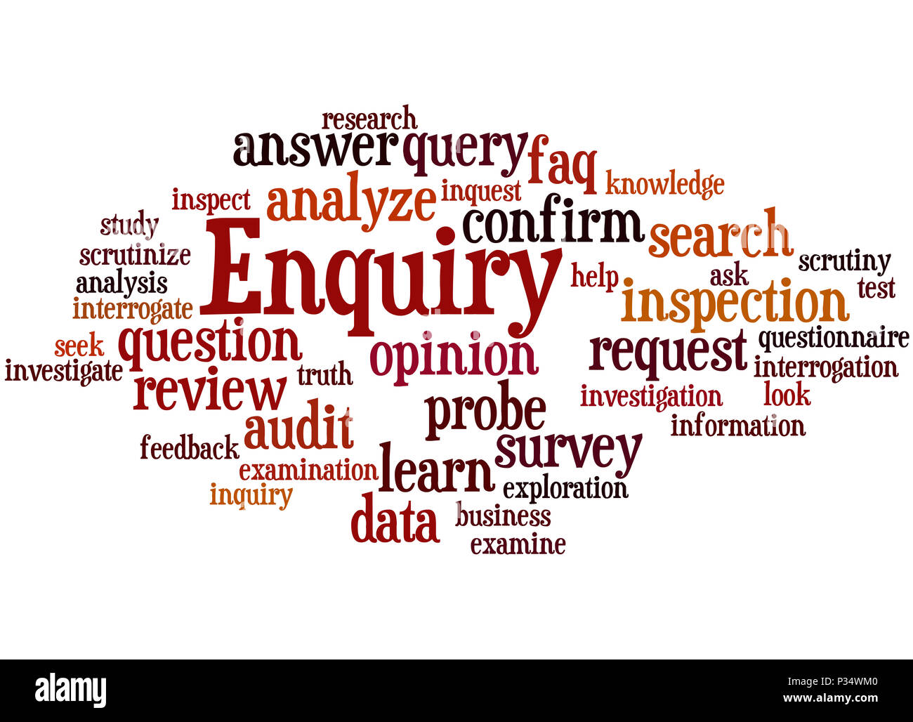 Enquiry, word cloud concept on white background Stock Photo - Alamy