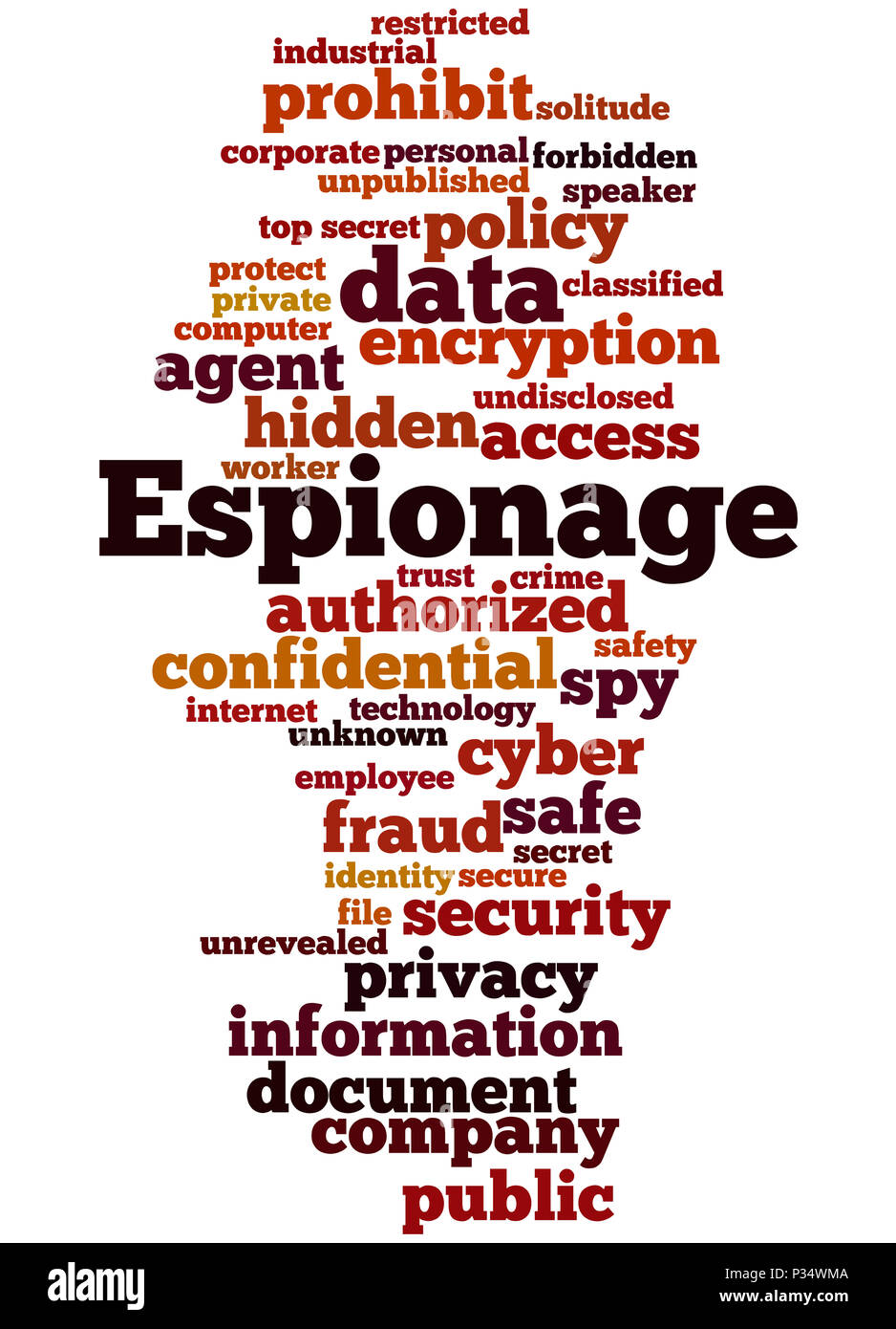 Espionage, word cloud concept on white background Stock Photo - Alamy