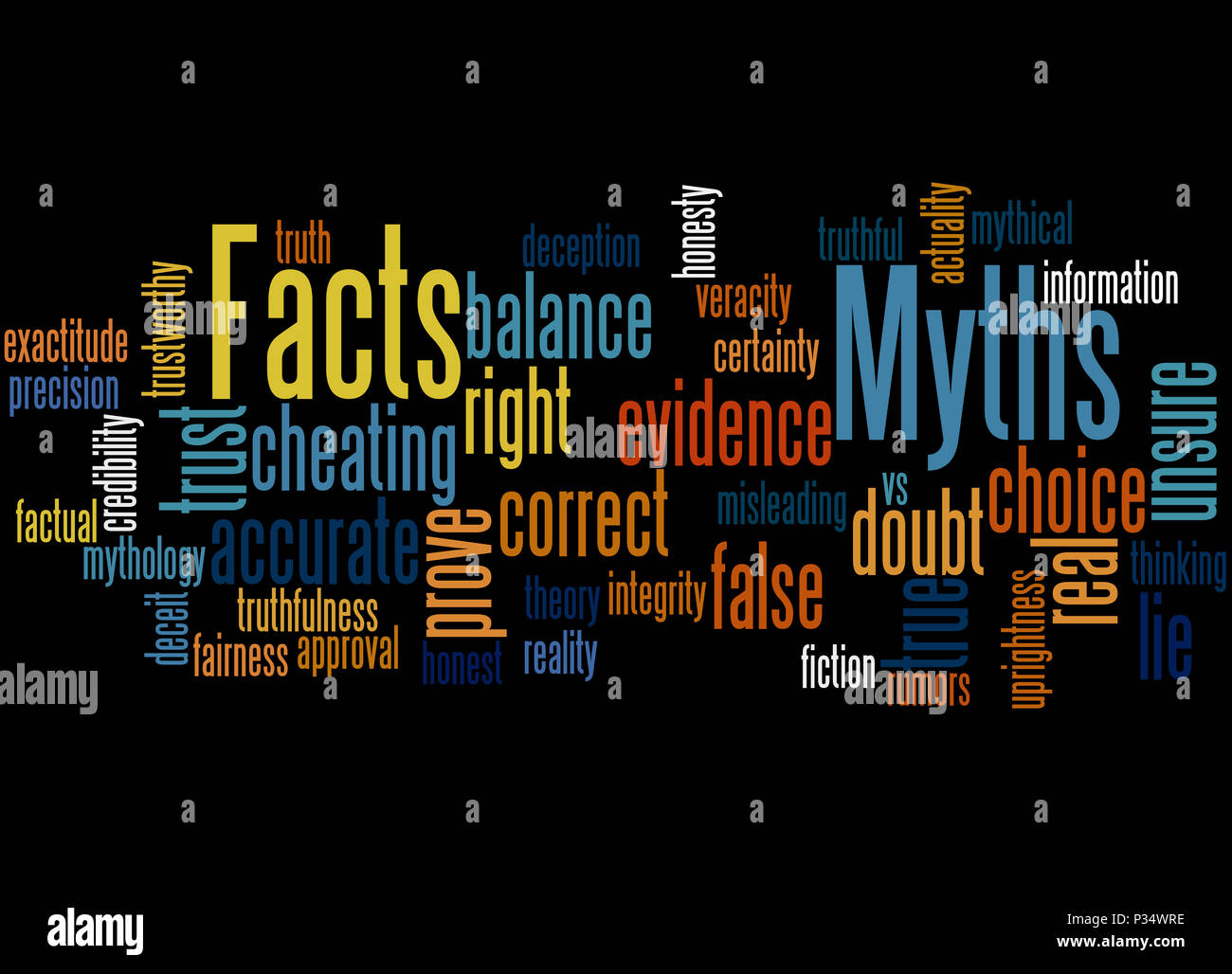 Facts - Myths, word cloud concept on black background Stock Photo - Alamy