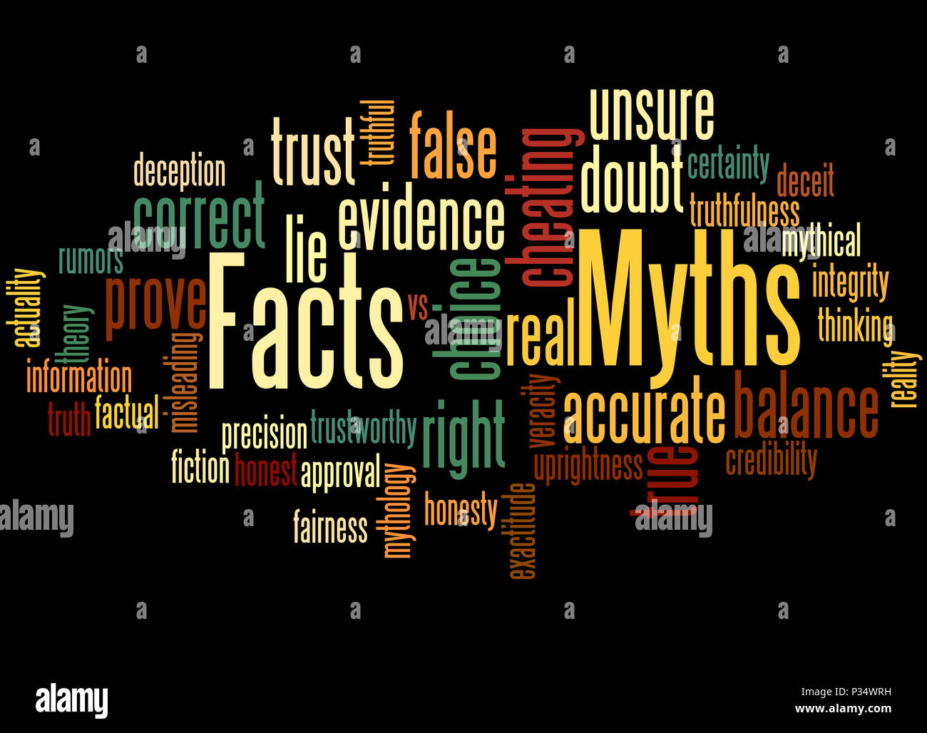Facts - Myths, word cloud concept on black background Stock Photo - Alamy
