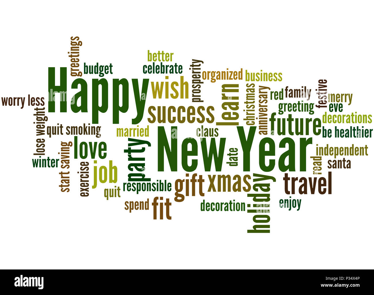 Happy New Year, word cloud concept on white background Stock Photo - Alamy