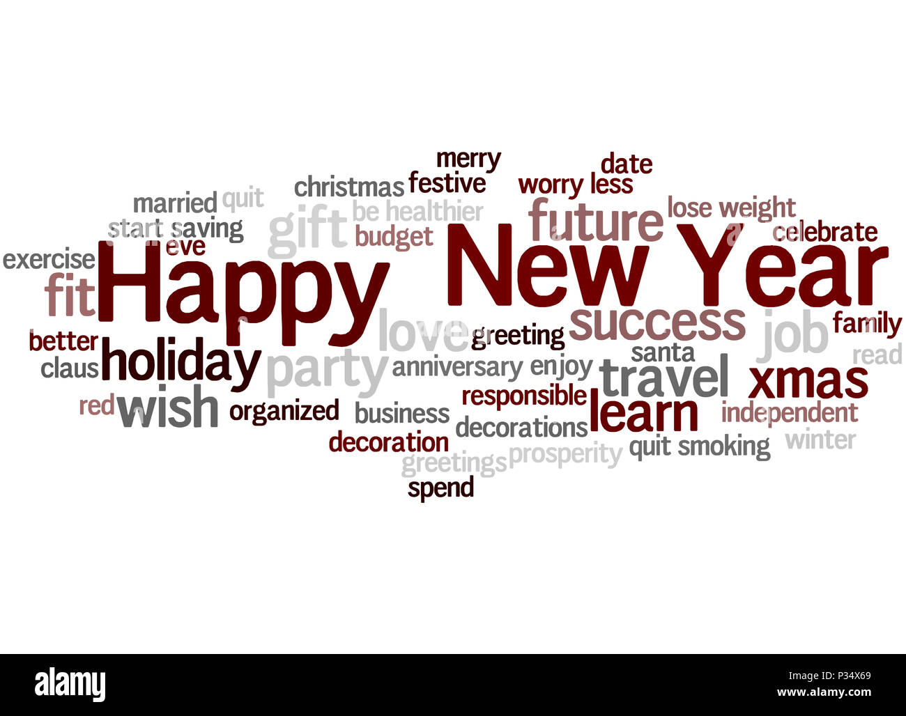 Happy New Year, word cloud concept on white background Stock Photo - Alamy
