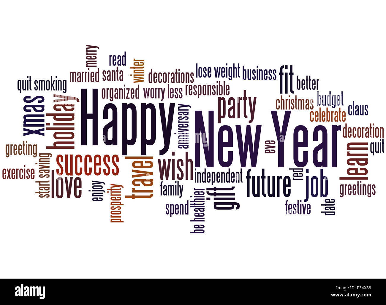 Happy New Year, word cloud concept on white background Stock Photo - Alamy