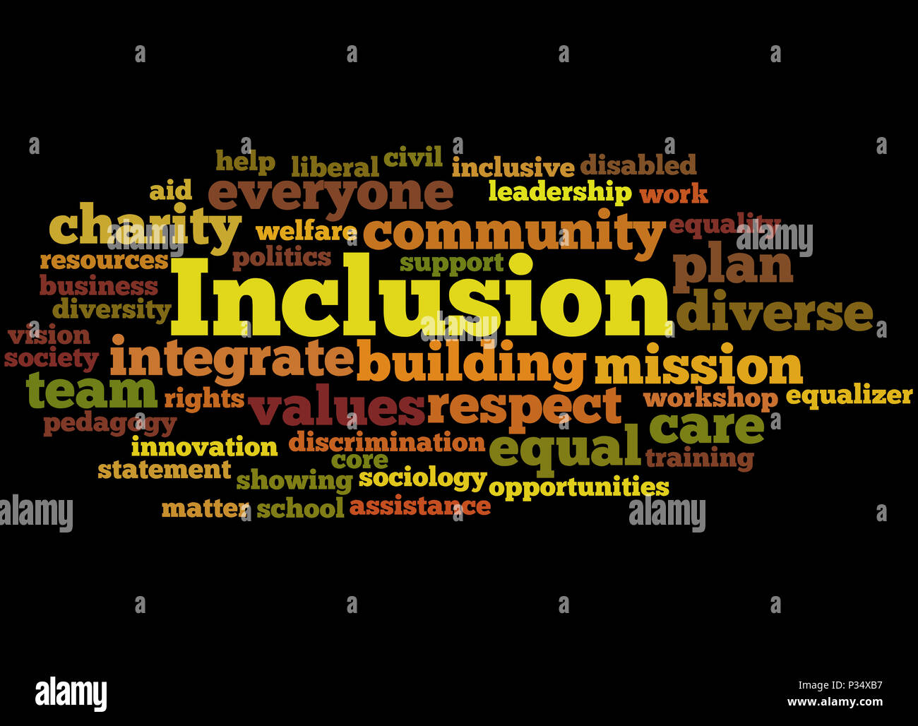 Inclusion, word cloud concept on black background Stock Photo - Alamy