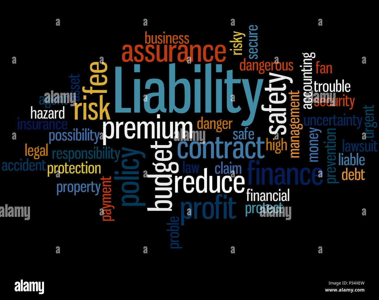 Liability, word cloud concept on black background Stock Photo - Alamy