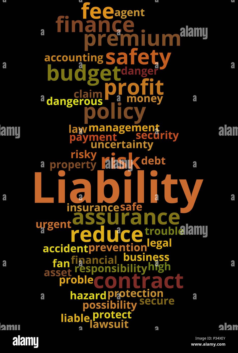 Liability, word cloud concept on black background Stock Photo - Alamy