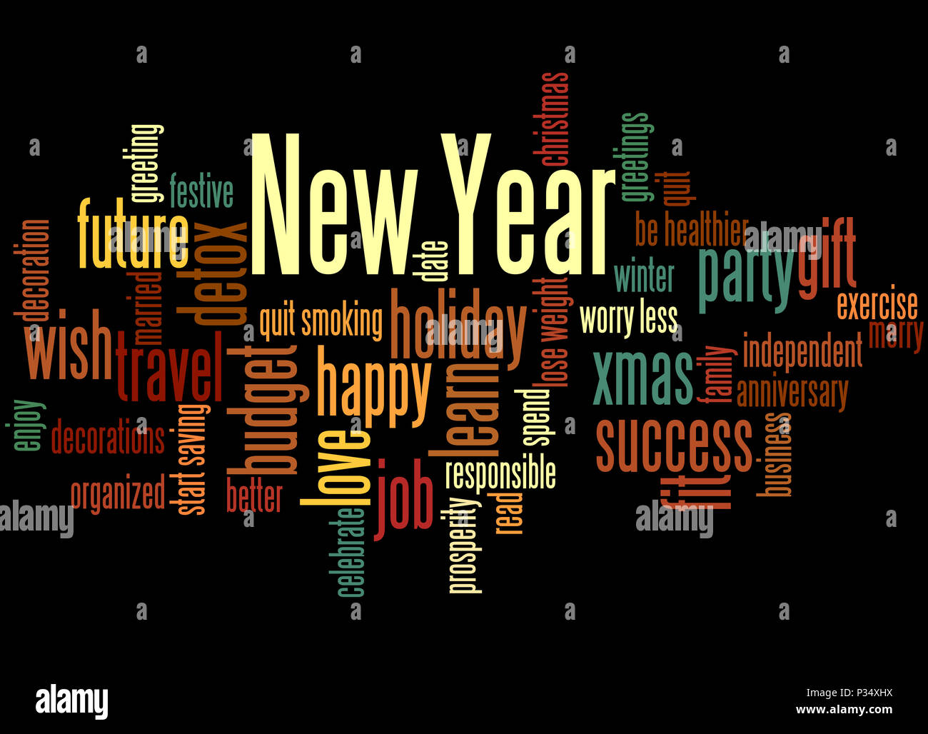 New Year expectations, word cloud concept on black background Stock ...