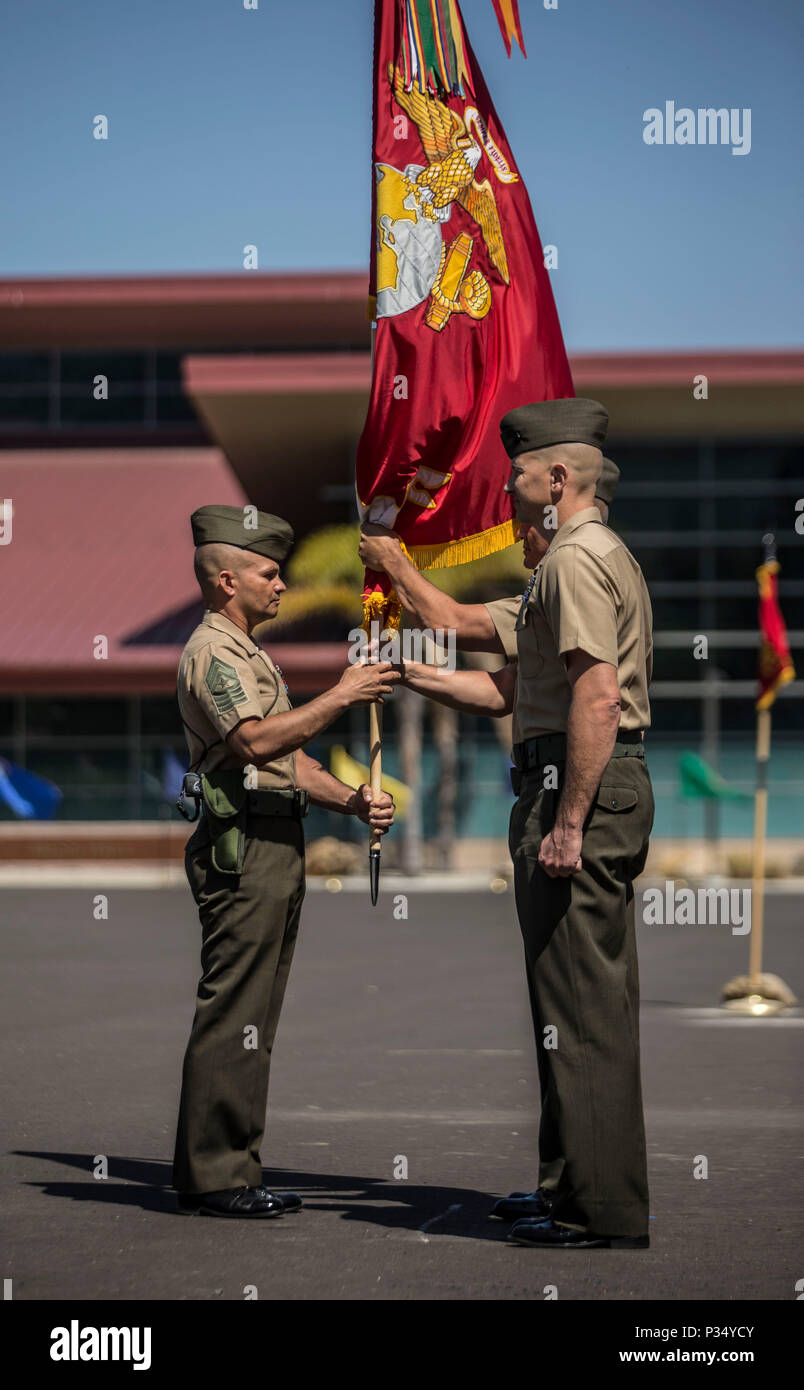 U.S. Marine Lt. Col. Ronnie D. Michael, off-going 1st Supply Battalion ...