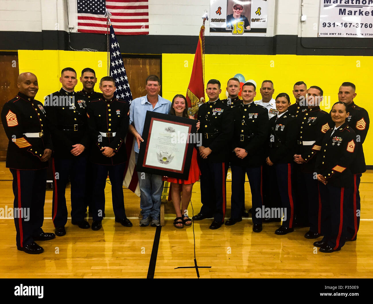 Left to right, Sgt. Maj. Cortez L. Brown, Maj. Jonathan W. Landers ...