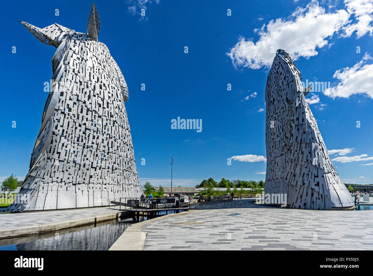 the Kelpies sited by the Forth & Clyde Canal at The Helix park in ...