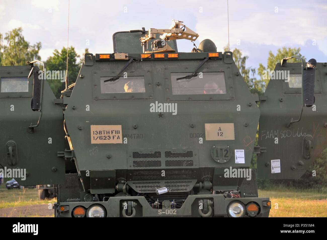 M142 high mobility artillery rocket system himars firing durin hi-res ...