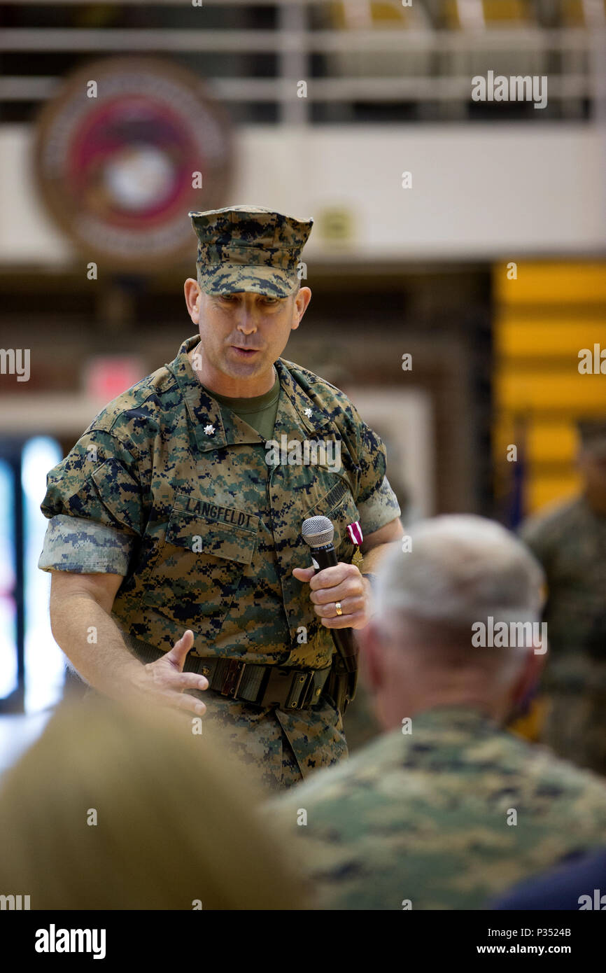 U.S. Marine Corps Lt. Col. Lance J. Langfeldt, outgoing commanding ...
