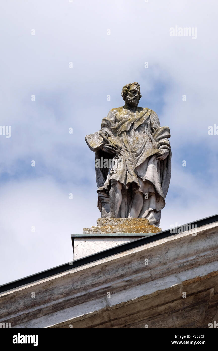 Saint Peter the Apostle, statue on facade of the Mantua Cathedral ...