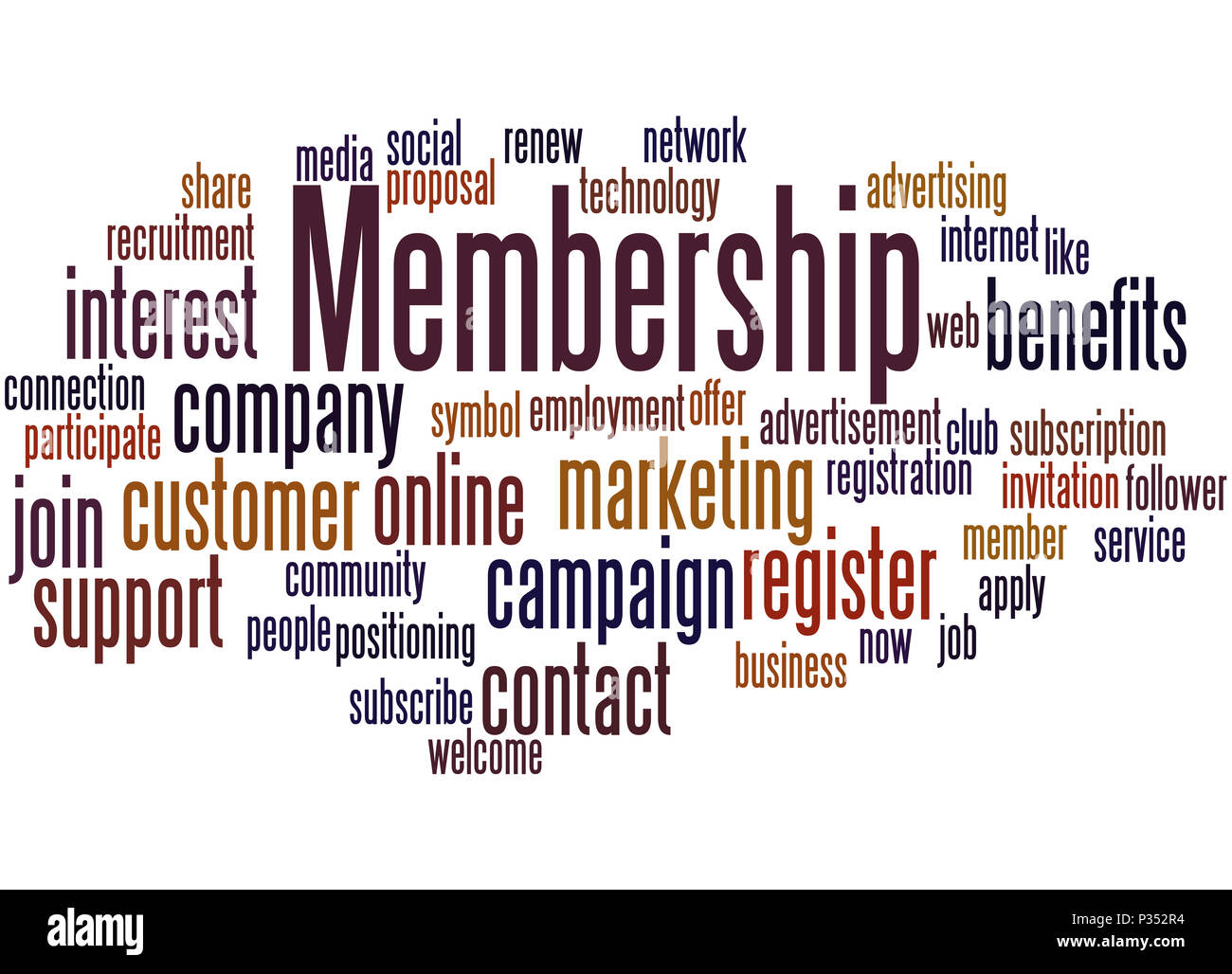 Membership, word cloud concept on white background Stock Photo - Alamy