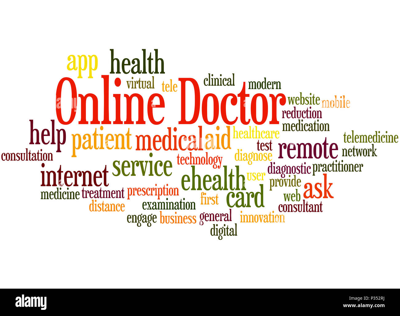 Online Doctor, word cloud concept on white background Stock Photo - Alamy