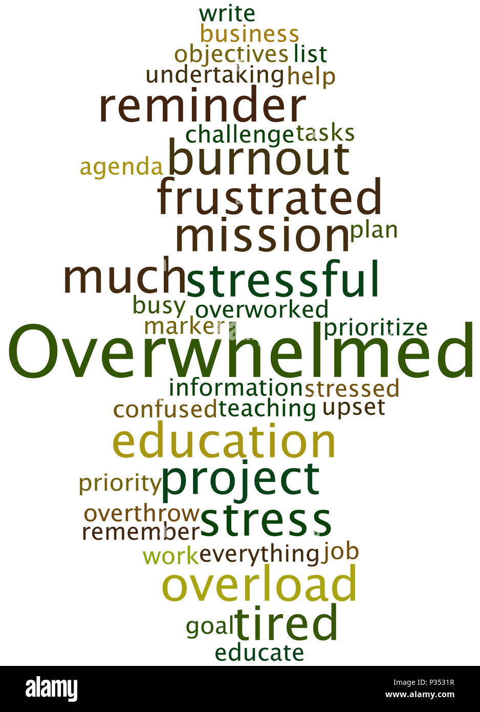 Overwhelmed, word cloud concept on white background Stock Photo - Alamy