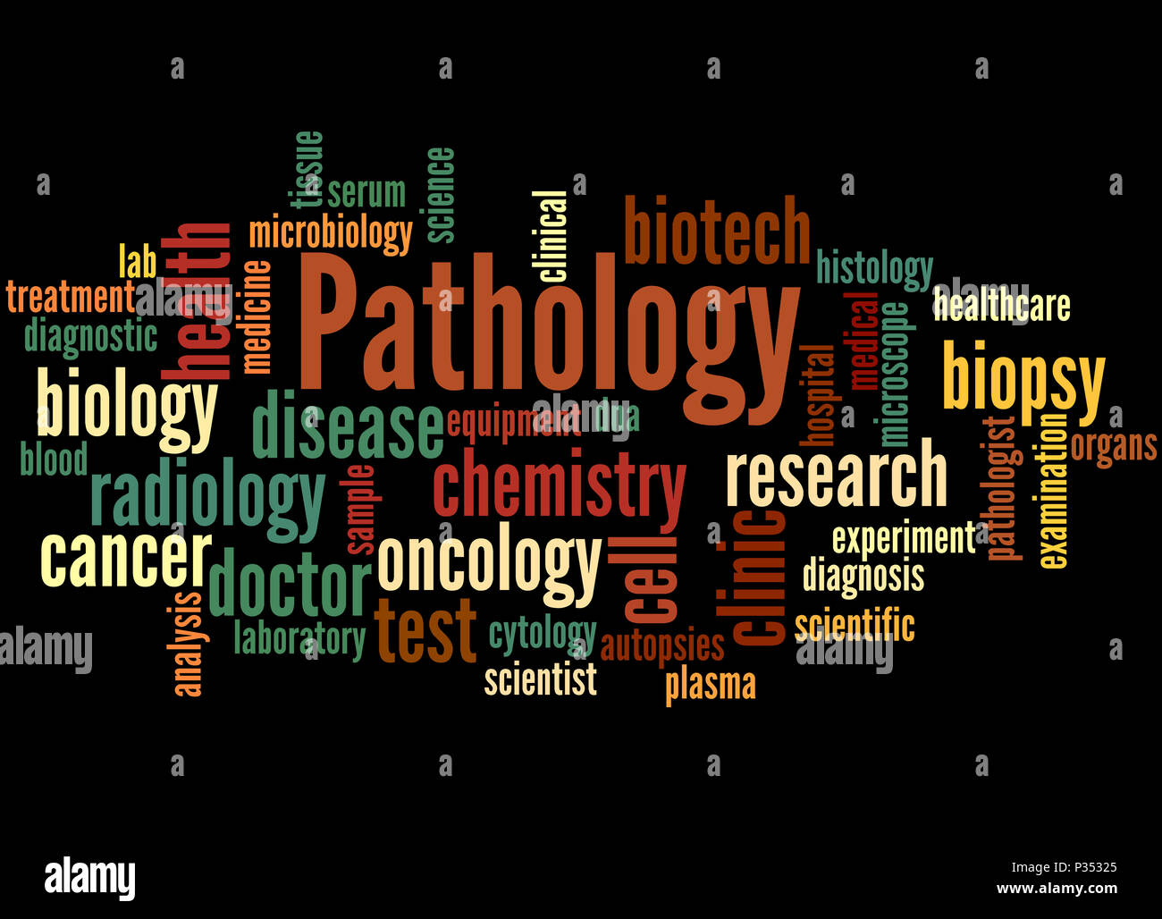 Pathology, word cloud concept on black background Stock Photo - Alamy