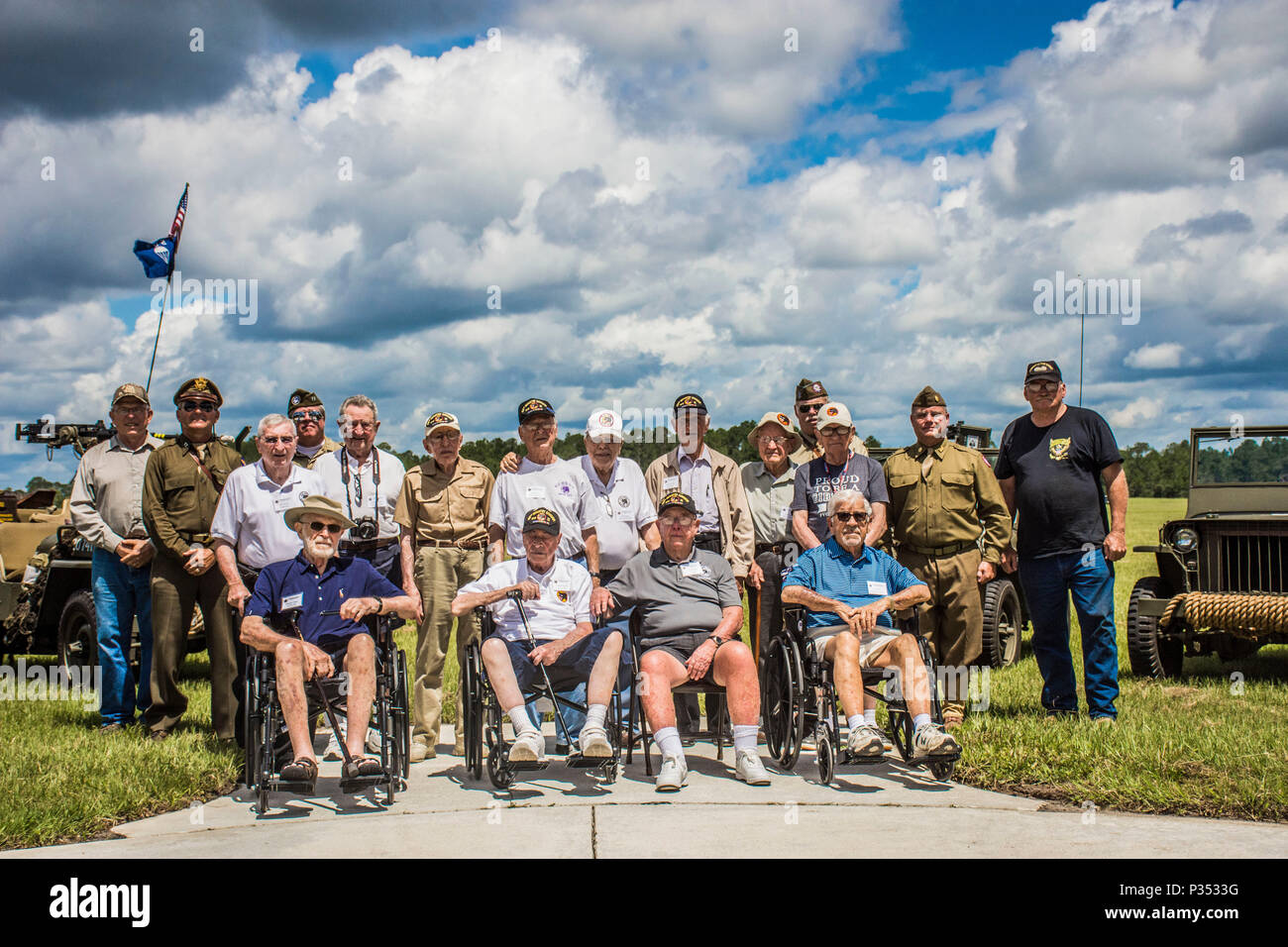 Soldiers of the 66th Infantry Division pose for a group photo during ...