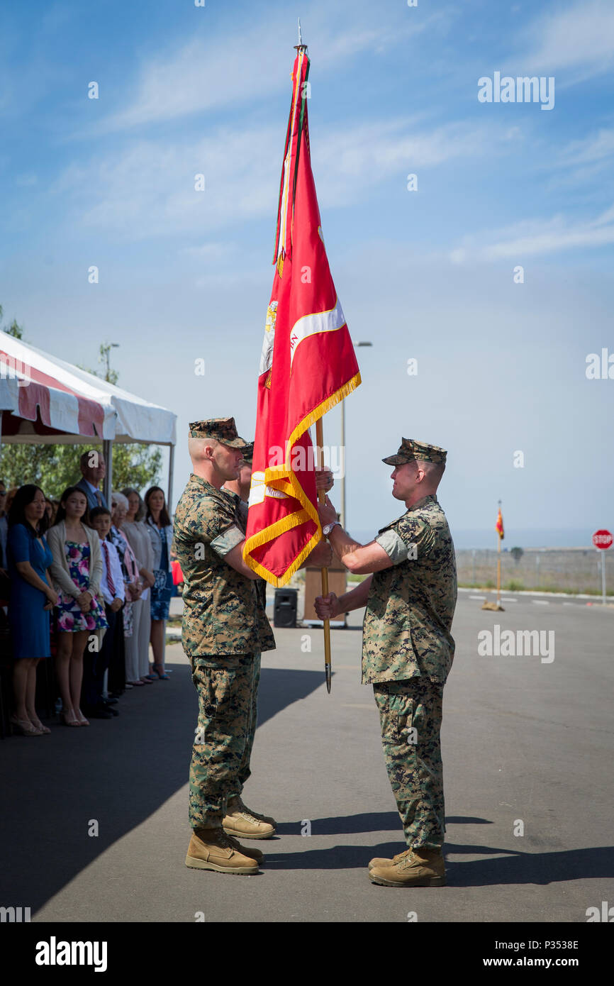 U.S. Marine Lt. Col. Richard Martin, left, outgoing commanding officer ...