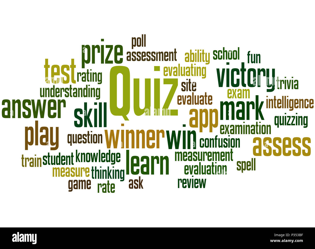 Quiz, word cloud concept on white background Stock Photo - Alamy