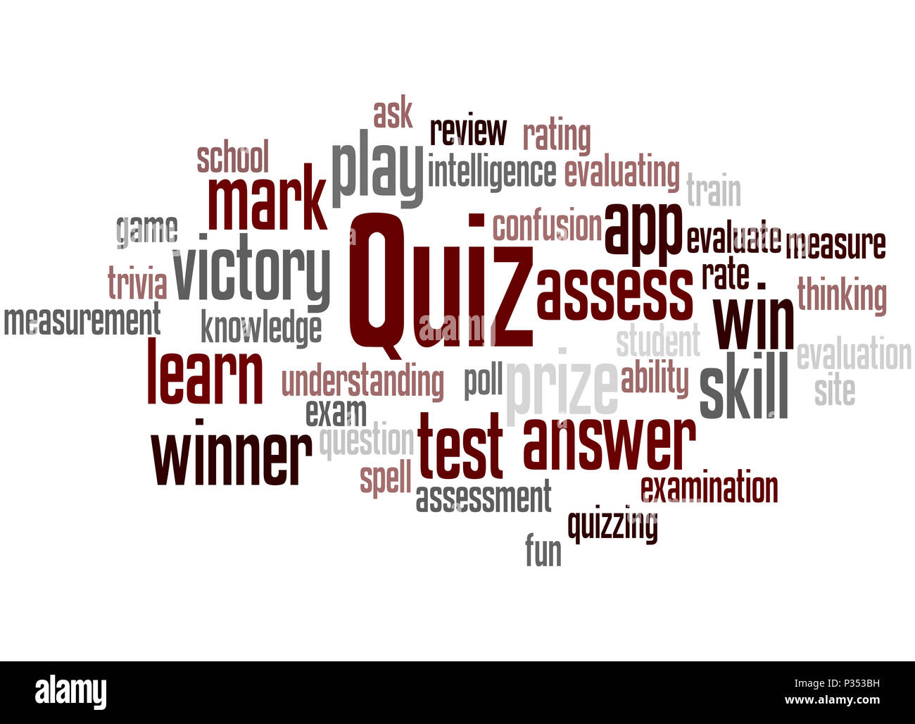 Quiz, word cloud concept on white background Stock Photo - Alamy