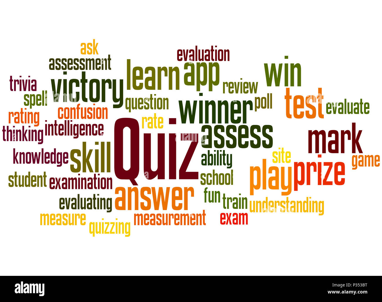 Quiz, word cloud concept on white background Stock Photo - Alamy