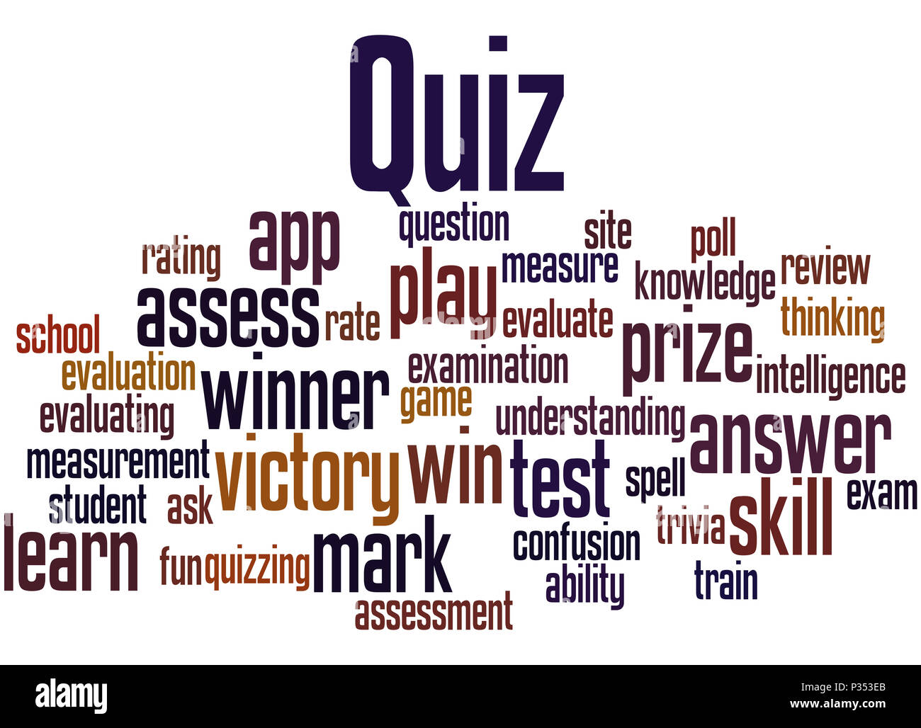 Quiz, word cloud concept on white background Stock Photo - Alamy
