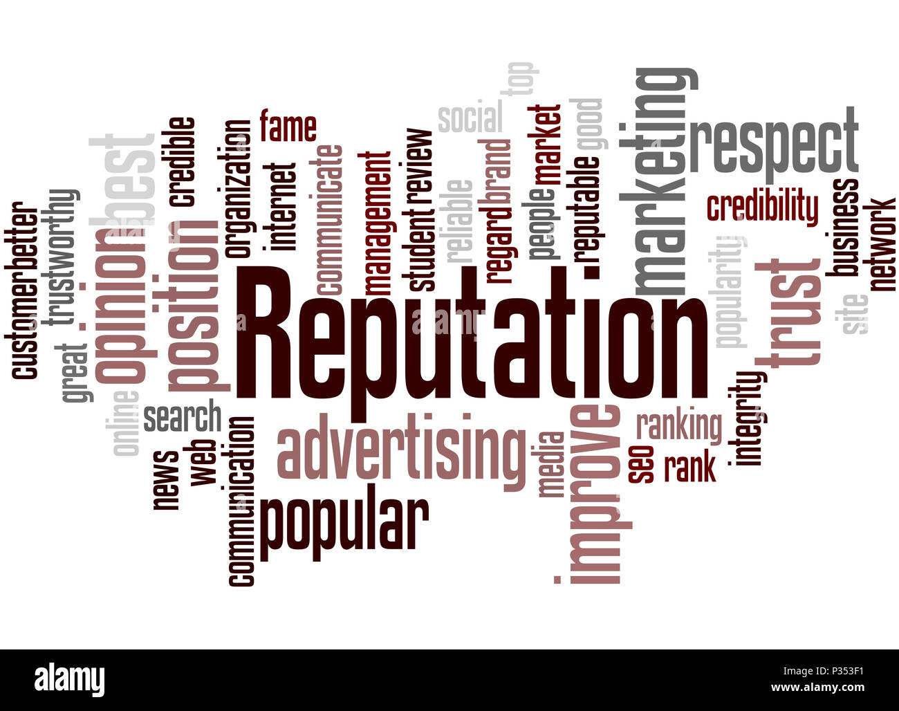 Reputation, word cloud concept on white background Stock Photo - Alamy