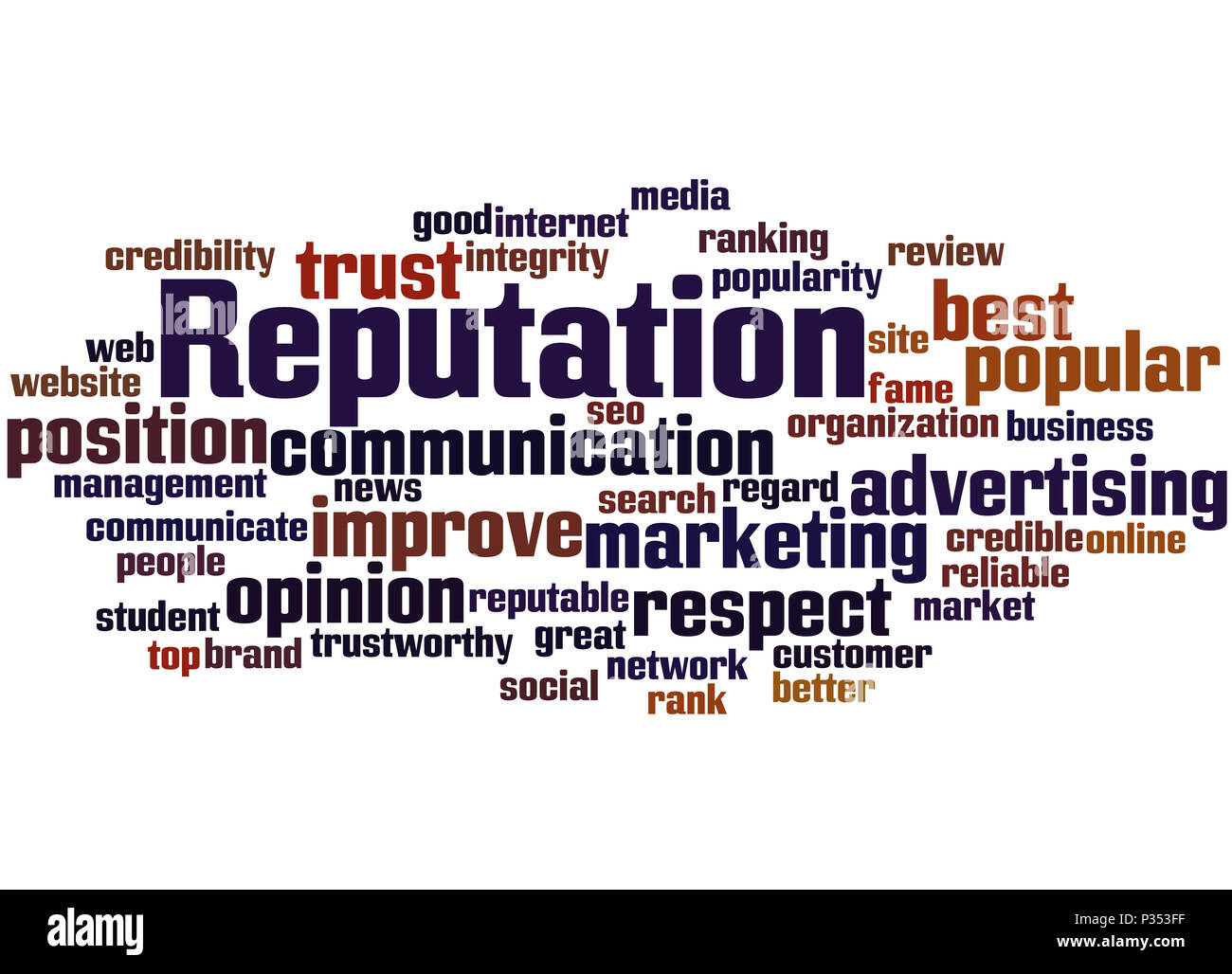 Reputation, word cloud concept on white background Stock Photo - Alamy