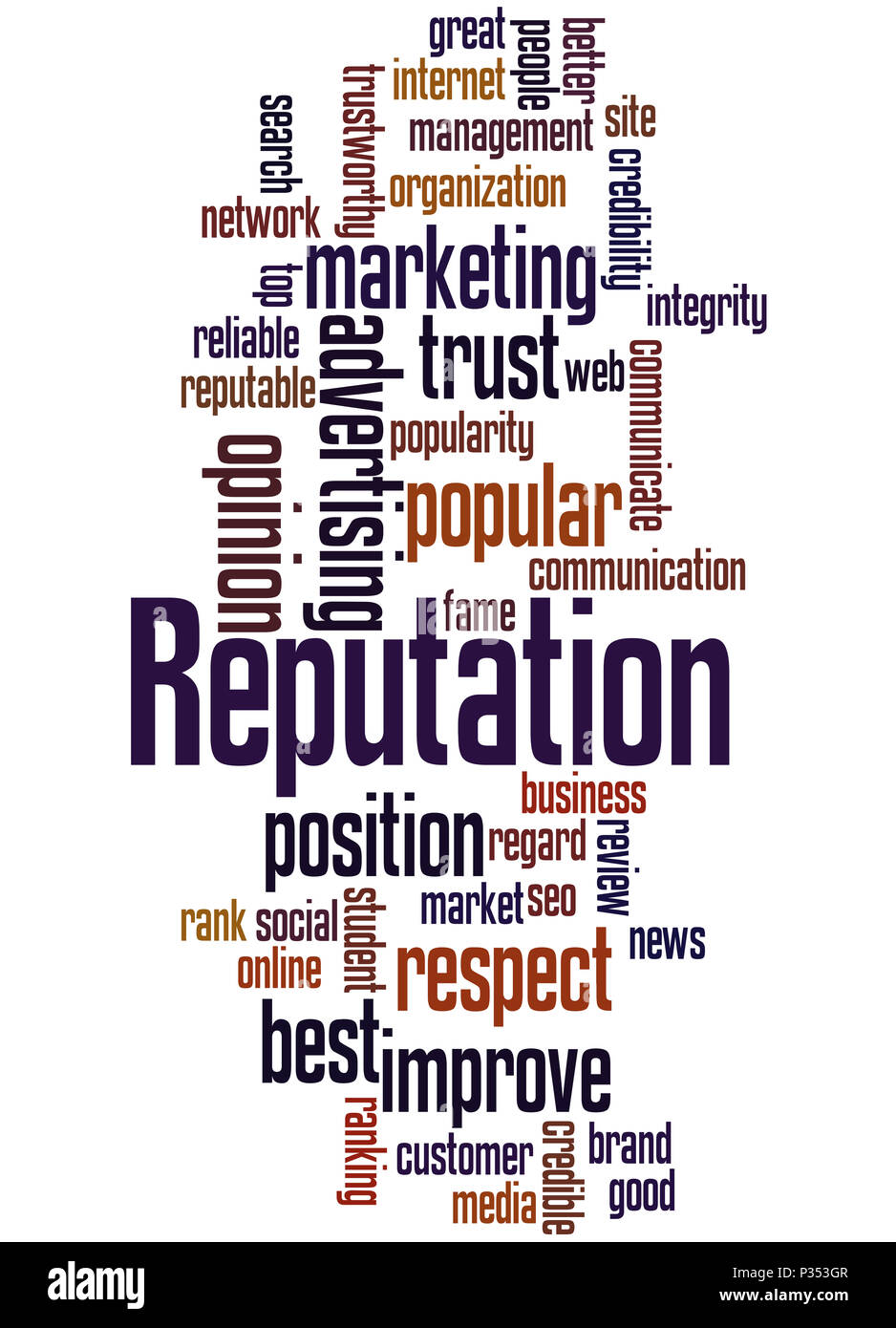 Reputation, word cloud concept on white background Stock Photo - Alamy