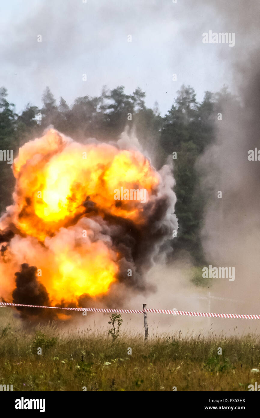 A Polish army TM-62 Mine with 15th Mechanized Brigade, is detonated ...