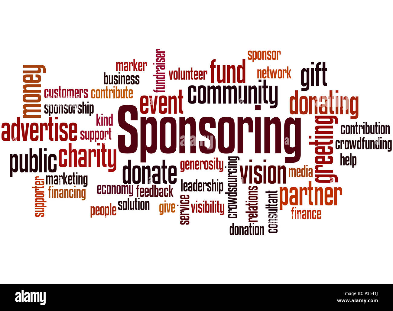 Sponsoring, word cloud concept on white background Stock Photo - Alamy