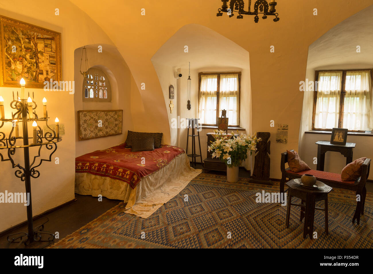 BRAN, ROMANIA - JUNE 3, 2018: Interior of Bran Castle named Dracula's ...
