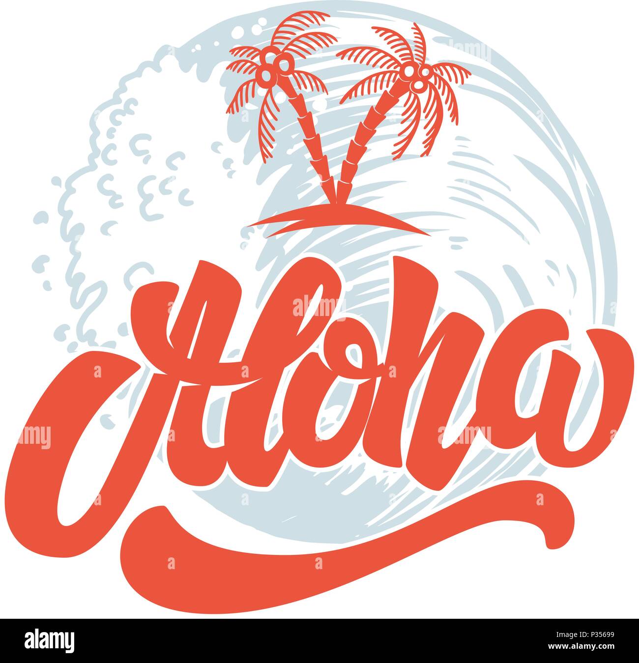 Hand drawn aloha hawaii lettering Stock Vector Images - Alamy