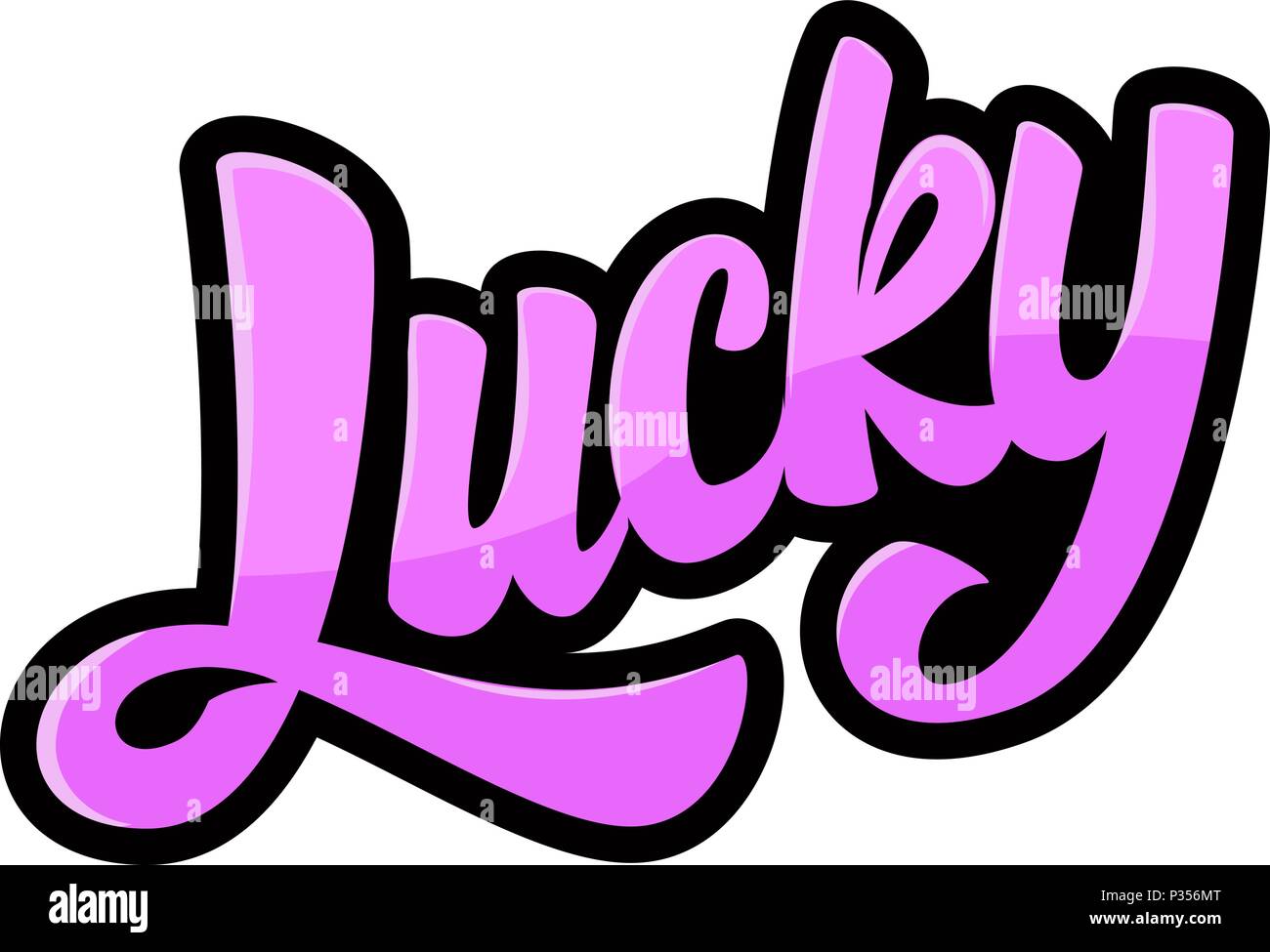 Lucky. Lettering phrase on white background. Design element for poster ...