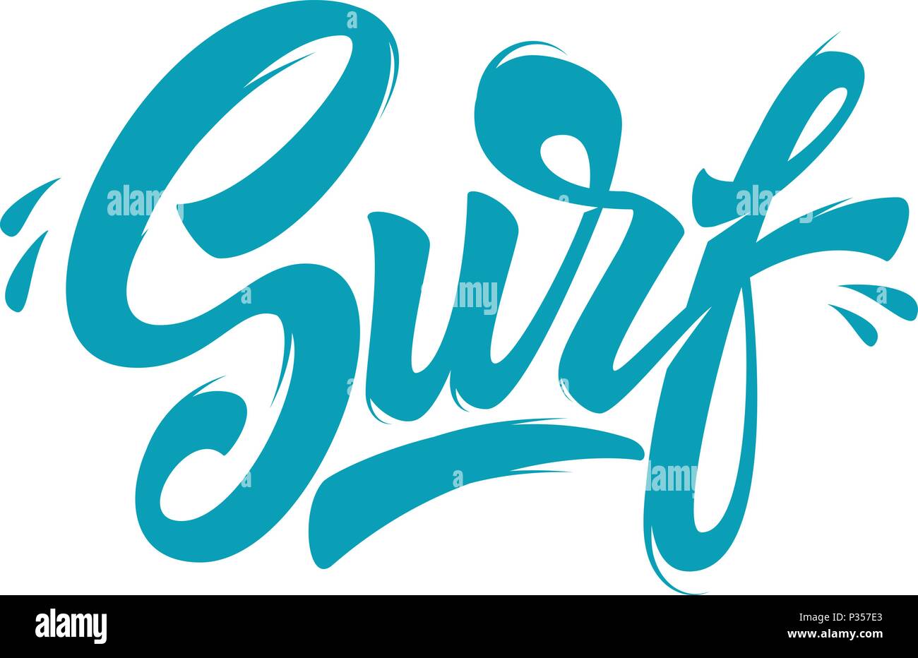 Surf. Lettering phrase on white background. Design element for poster ...